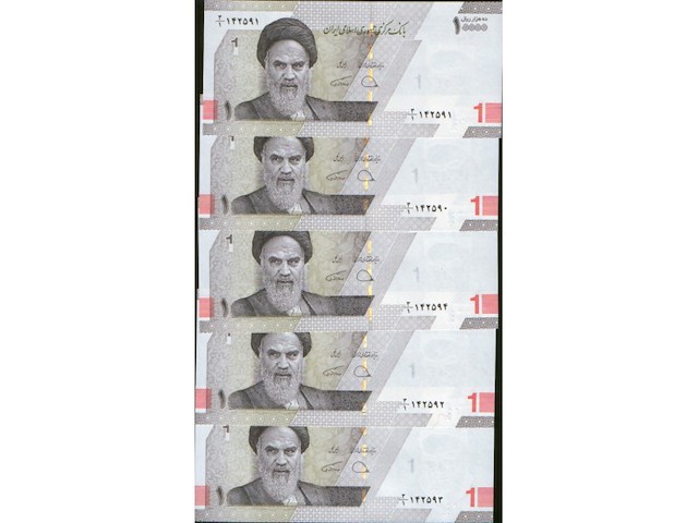 Iran 5 X 10 000 Rials 2022. UNC.