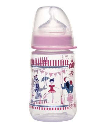 Nip plasticna flasica sa sirokim otvorom 260 ml Trendy Girl sa silikonskom cuclom 0+