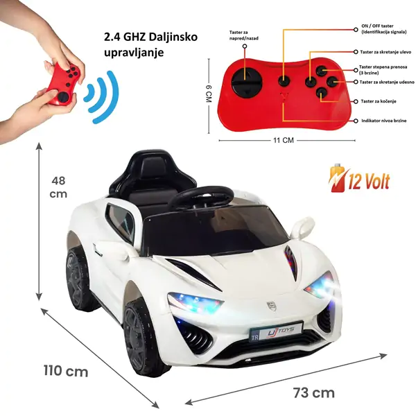 Auto Jagor na akumulator za decu beli 12V R/C