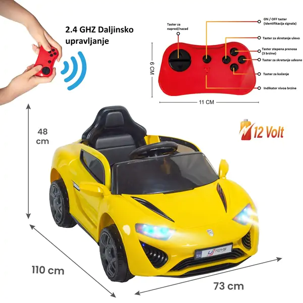 Auto Jagor na akumulator za decu Žuti 12V R/C