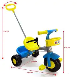 Tricikl za decu Boni sa ručkom žuti