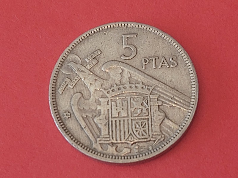 Španija - 5 pesetas 1957 god