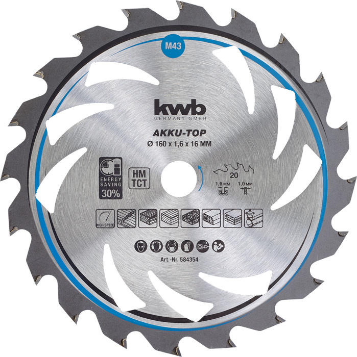 KWB 49584354 TCT list za cirkular za drvo 160 x 16 mm, 24T