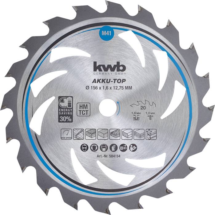 KWB 49584154 TCT list za cirkular za drvo 156 x 12,75 mm, 12T