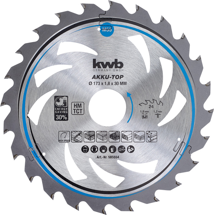 KWB 49585554 TCT list za cirkular za drvo 173 x 30 mm, 30T