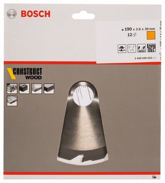 List kružne testere Construct Wood Bosch 2608640633, 190 x 30 x 2,6 mm; 12