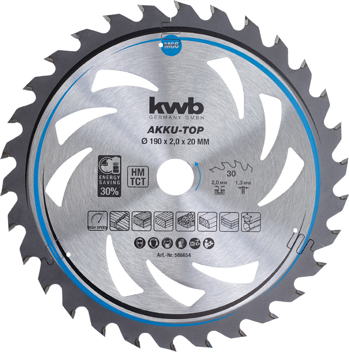 KWB 49586654 TCT list za cirkular za drvo 190 x 20 mm, 30T