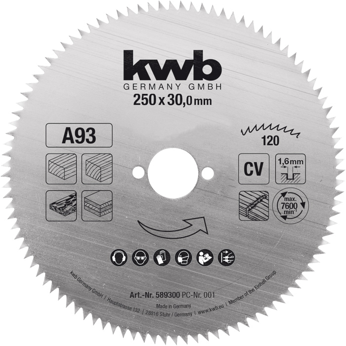 KWB 49589300 list za cirkular za drvo 250 x 1,6 x 30 mm, Z120