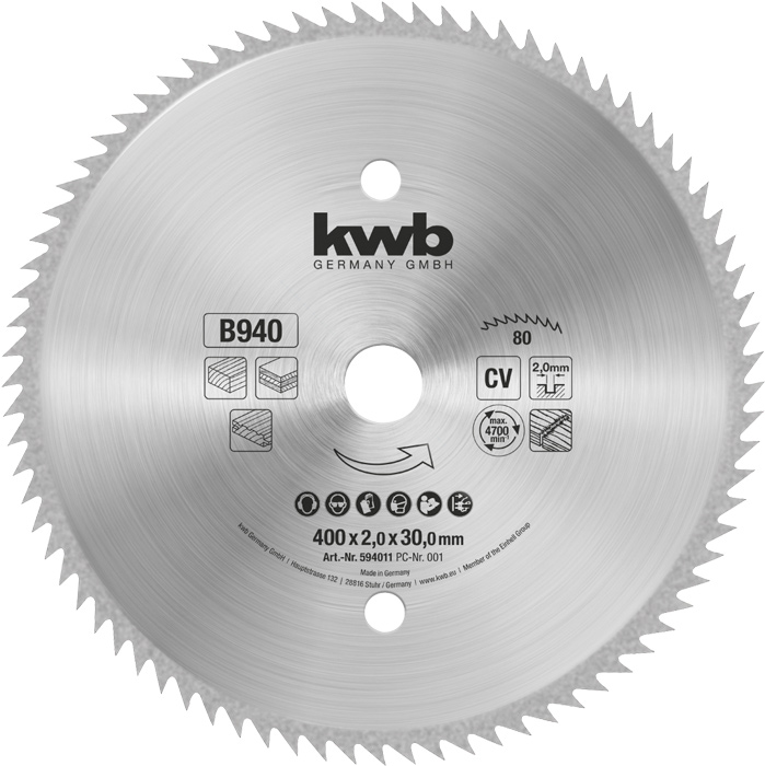 KWB 49594011 list za cirkular za drvo 400 x 30 mm, 940B