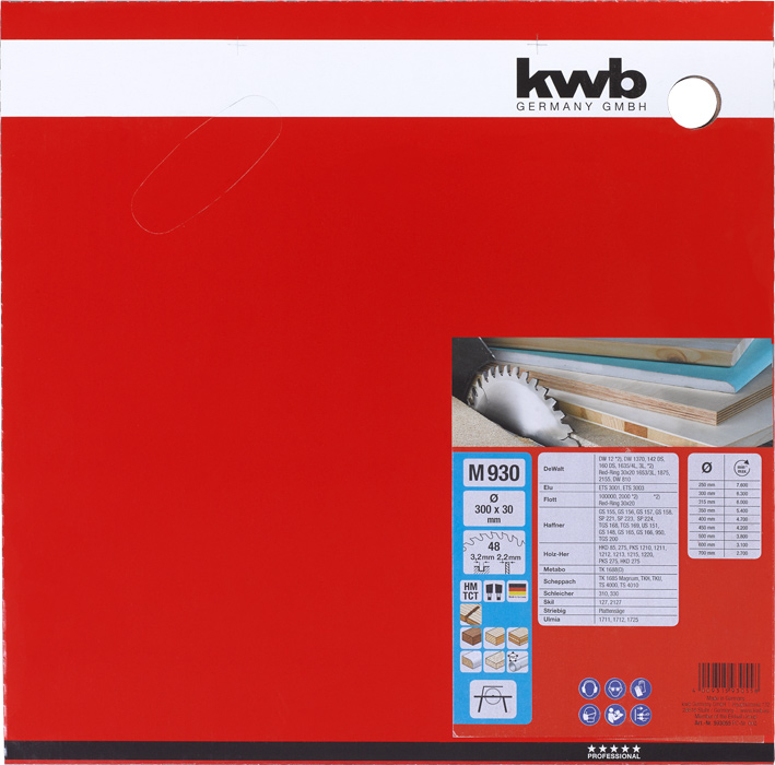 KWB 49593055 list za cirkular za drvo 300 x 30 mm, Z48, ojačan karbidom