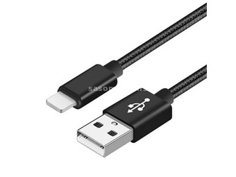 Xwave USB kabl/USB 2.0(tip A)- LIGHTNING(iPHONE kompatibilni)/dužina 2m/3A/Aluminium/black uplete...