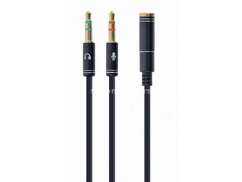 Gembird 3.5mm headphone mic audio Y splitter cable female to 2x3.5mm male adapter, metal CCA-418M
