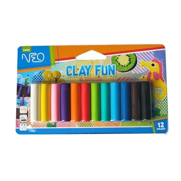 Clay fun, plastelin, blister, 12 boja, 100g