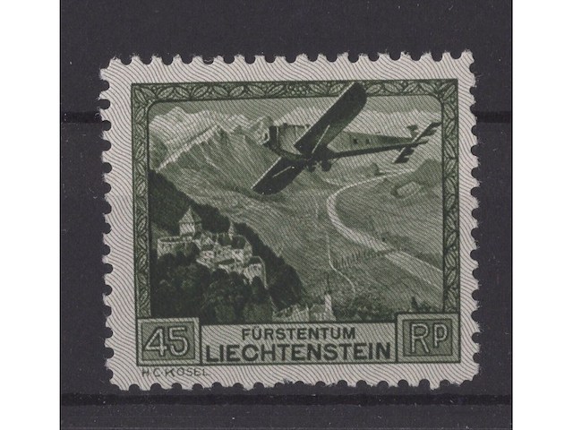 Lihtenštajn 1930. Avionska * 45 Rp sa falcom