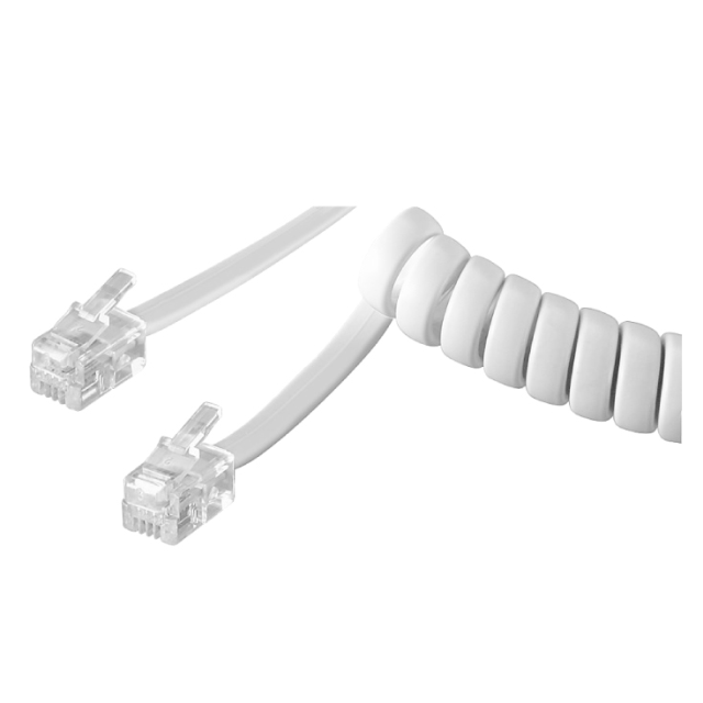 Telefonski spiralni kabl za slušalicu, 3m, beli