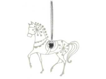 Novogodišnji ukras konjić beli 120mm ( 96110 )