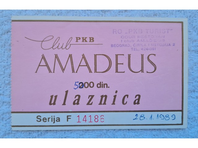 ulaznica klub amadeus