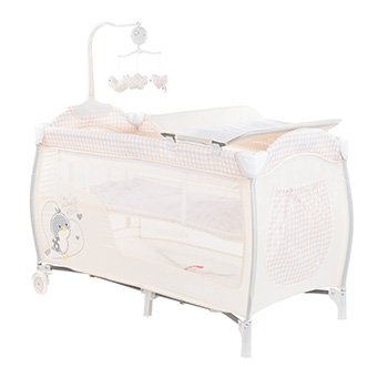 Kikka Boo prenosivi krevetac Dolce Sonno 2 nivoa birdy beige