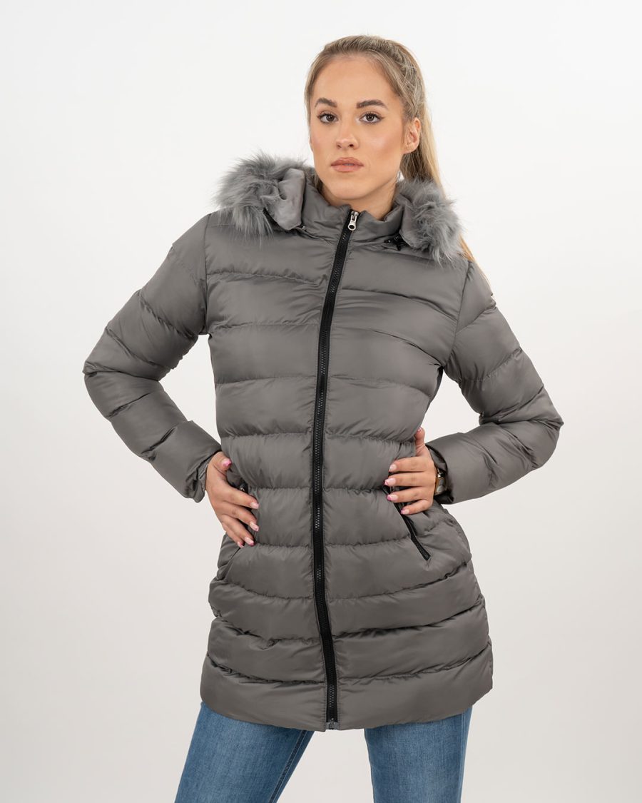 Ženska zimska jakna – Sportska i Casual – AM D116 – Siva