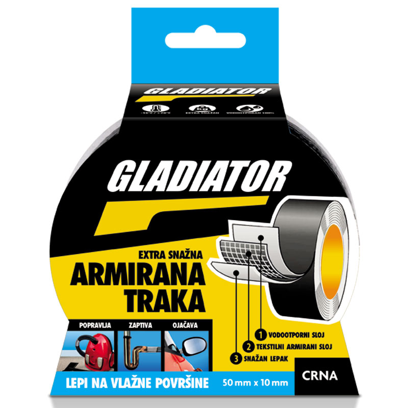 GLADIATOR ARMIRANA TRAKA 50 MM X 10 M CRNA