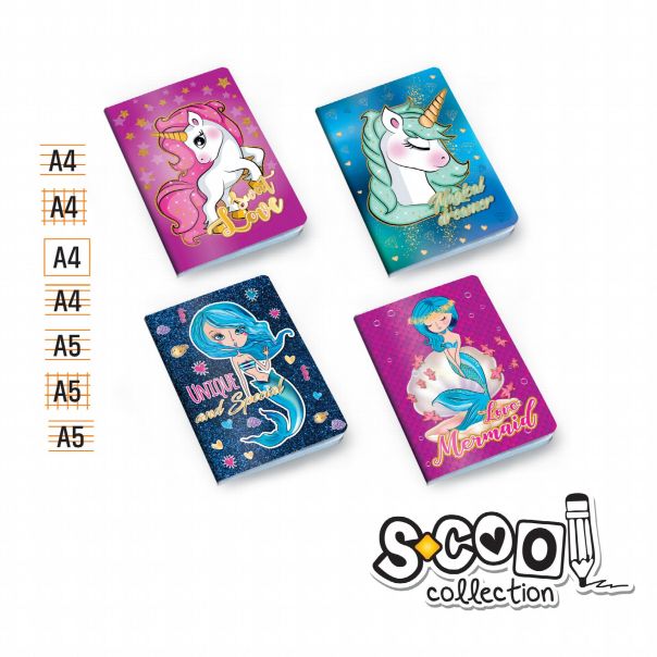 S-COOL Sveska Unique,premium A5 linije SC1116 set 1/10, miks dezena