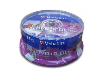 Verbatim 43667 Double Layer Printable 8.5GB DVD+R DL 8X ( 55YBP8+/Z )