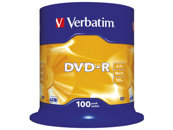 DVD-R 4,7/120 16x spindl Mat Silver pk100 Verbatim 43549