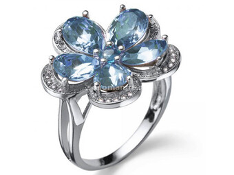 Ženski oliver weber fiore aquamarine prsten sa swarovski plavim kristalom m ( 41150m.202 )