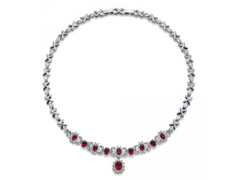 Ženska oliver weber princess siam ogrlica sa swarovski crvenim kristalima ( 12032.208 )