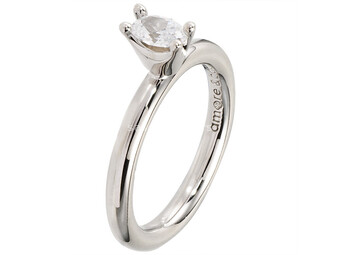 Amore baci srebrni prsten sa jednim belim swarovski kristalom 54 mm ( rg301.14 )