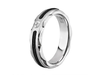 Ženski lotus style steel rings sajla crni prsten od hirurškog Čelika 54 ( ls1435-3/114 )
