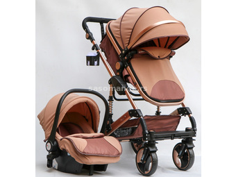 Dečija kolica za bebe MARSI sa auto sedištem (Model 600-1 bež)