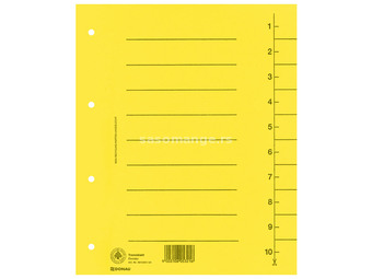 Pregrada kartonska A4 brojevi 1-10 250g pk100 Donau 8610001-11 žuta