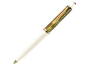 Olovka hemijska Souveran K400+kožna bela futrola+poklon kutija G30 Pelikan 934125 žuto-bela