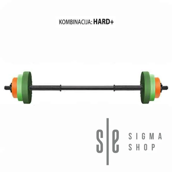 Kombinacija HARD+ -21kg tegova + šipka sa krupnim navojem