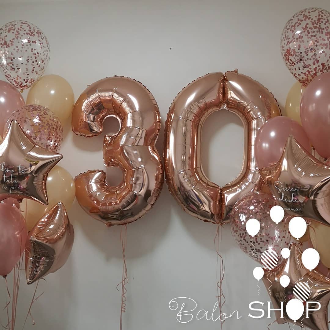 Set balona za 30. rođendan rose gold