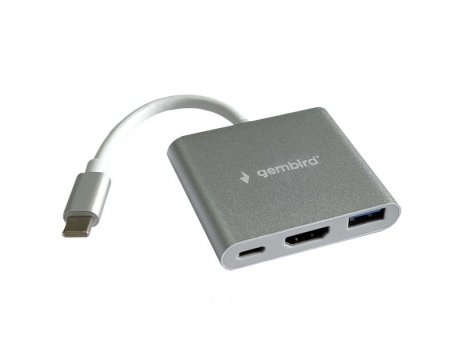 GEMBIRD A-CM-HDMIF-05 TYPE-C TO HDMI + USB3.0 + PD ALUMINIUM (alt.A-CM-HDMIF-02-SG 1065)