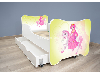 Dečiji krevet sa fiokom, dušekom i podnicom 168x80 cm Happy Kitty Pony