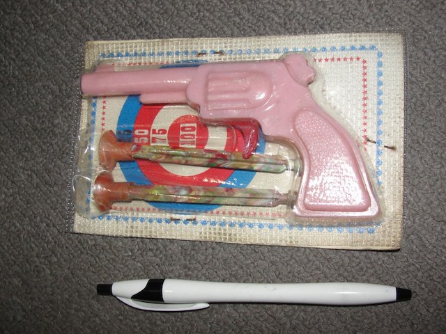 Pištolj dečji na gumene metkiće ROZE najređi iz SFRJ