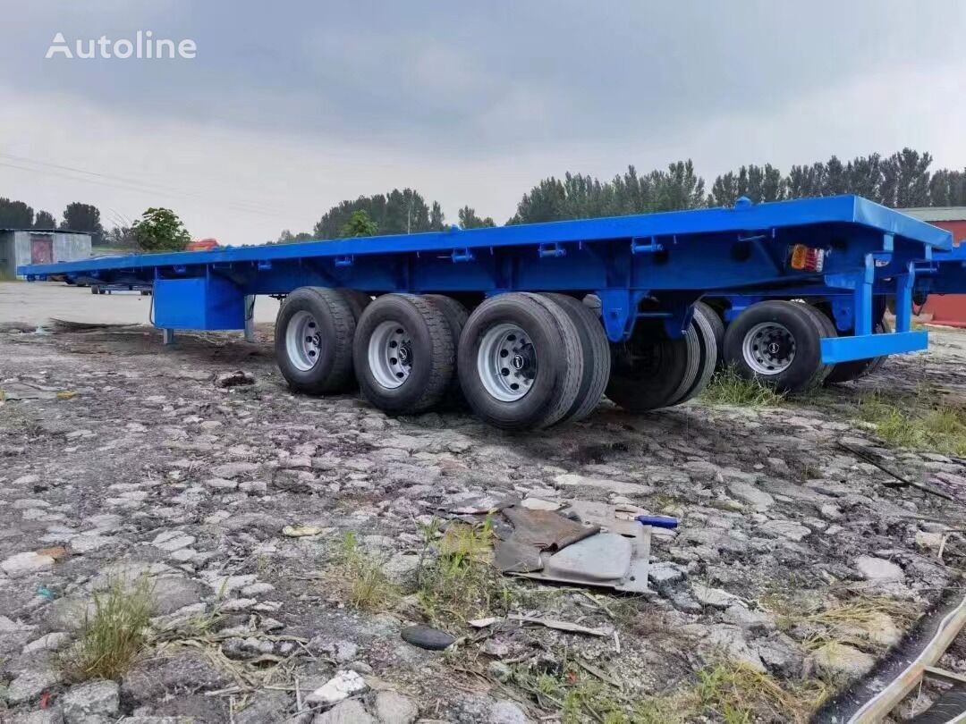 Floor Used Chinese 3 axles flatbed trailer poluprikolica sa ravnom platformom