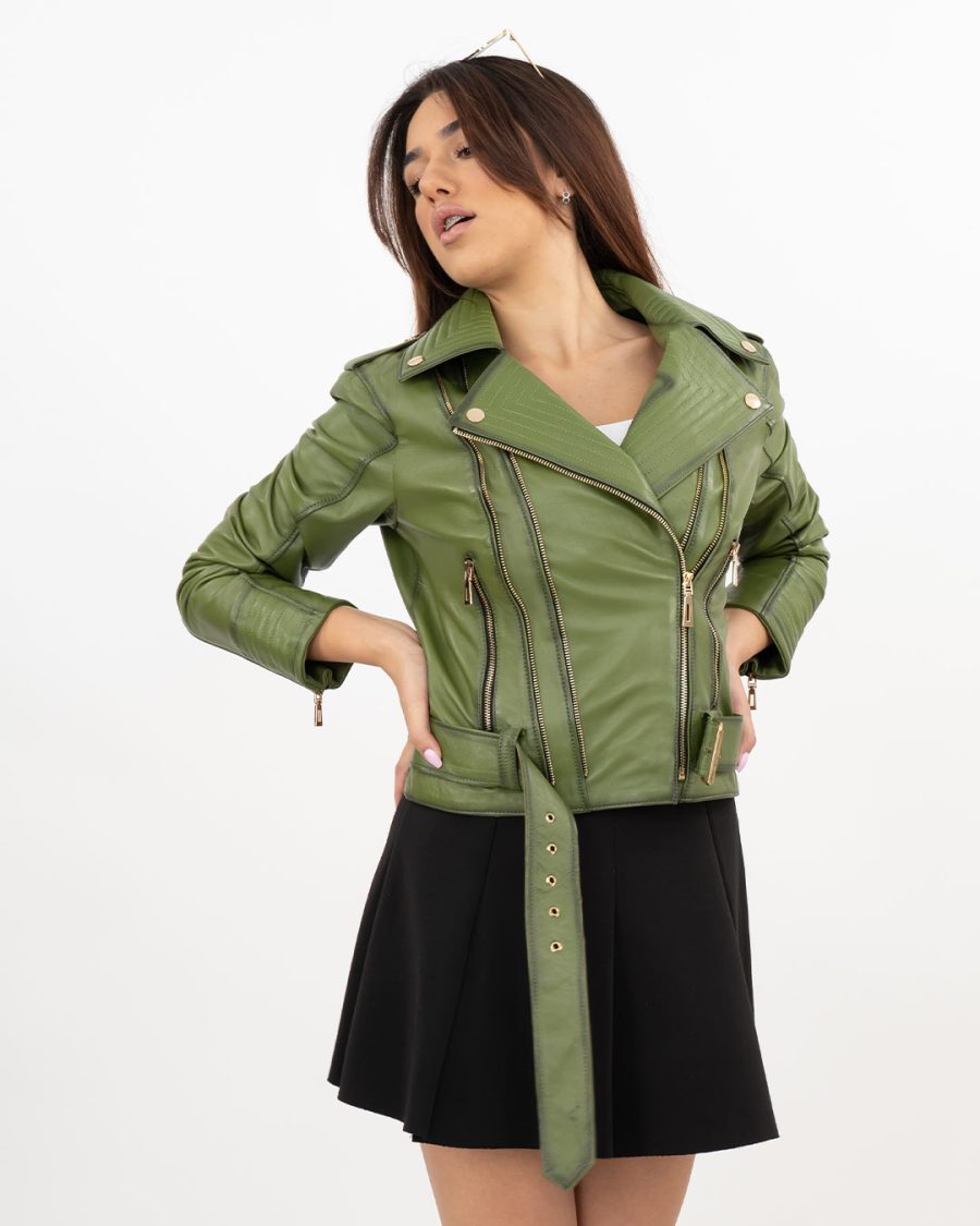 Ženska kožna jakna – Lilijan – Zelena