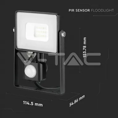 LED reflektor sa senzorom 10W 6400K IP65 Samsung čip crno telo V-TAC, veći model