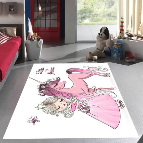 Tepih za decu sa Kožnom podlogom 120x180cm – Princess and Unicorn, TK-064