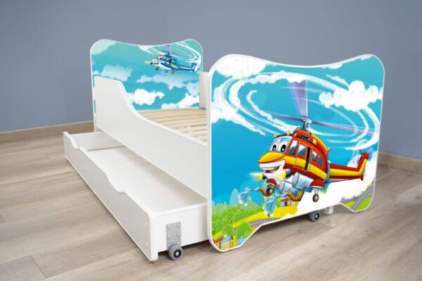 Dečiji krevet sa dušekom i fiokom 160x80cm HAPPY KITTY HELICOPTER, 7460