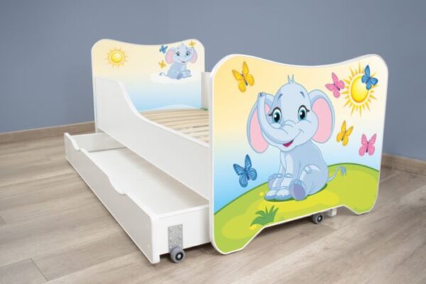 Dečiji krevet sa fiokom i dušekom 160x80cm HAPPY KITTY LITTLE ELEPHANT, 7450