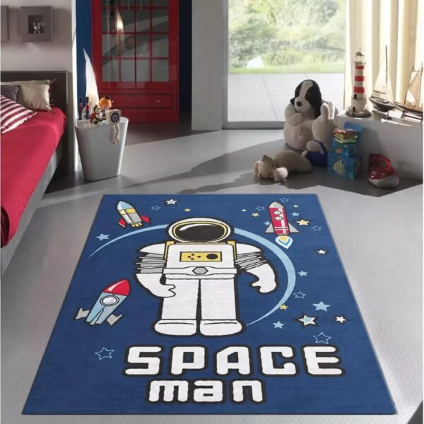 Tepih za decu sa Kožnom podlogom plavi 120x180cm – Space Man, TK-005