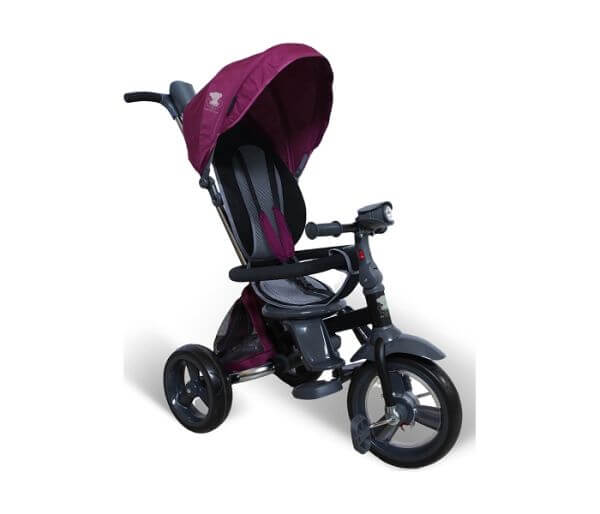 BBO Tricikl za decu T330 Cruiser sa svetlom, obaranjem naslona i rotacijom sedišta – purple