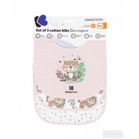 KikkaBoo portikle od pamuka set 3 kom Savanna pink