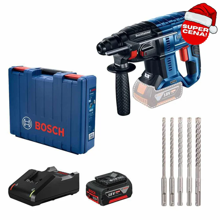 Bosch GBH 180-LI 1x4,0 Ah + 5-delni set SDS plus 5x burgija (0615990M9C)