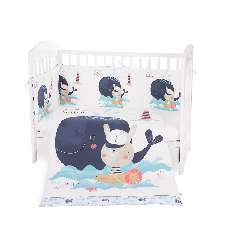Kikka Boo Posteljina sa ogradicom za bebi krevetac 6 pcs 60x120cm Happy Sailor KKB60056
